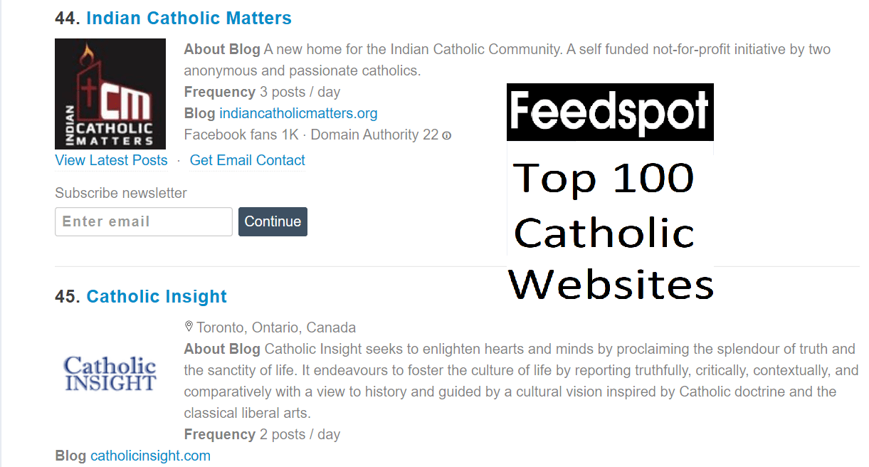 ICM Moves Up in World's Top 100 Influential Catholic Websites - Indian ...