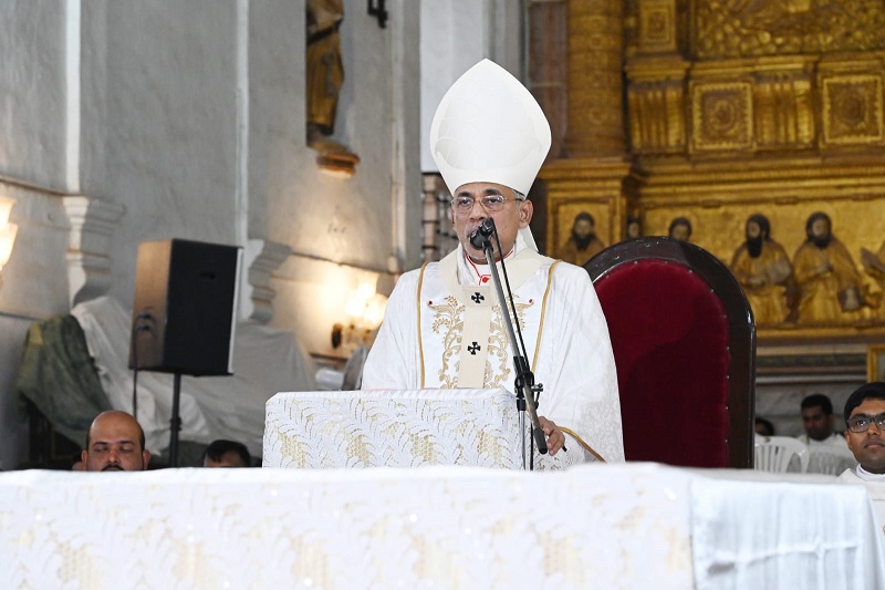 Cardinal Ferrao delivering a homily during the Eucharistic celebrations ...